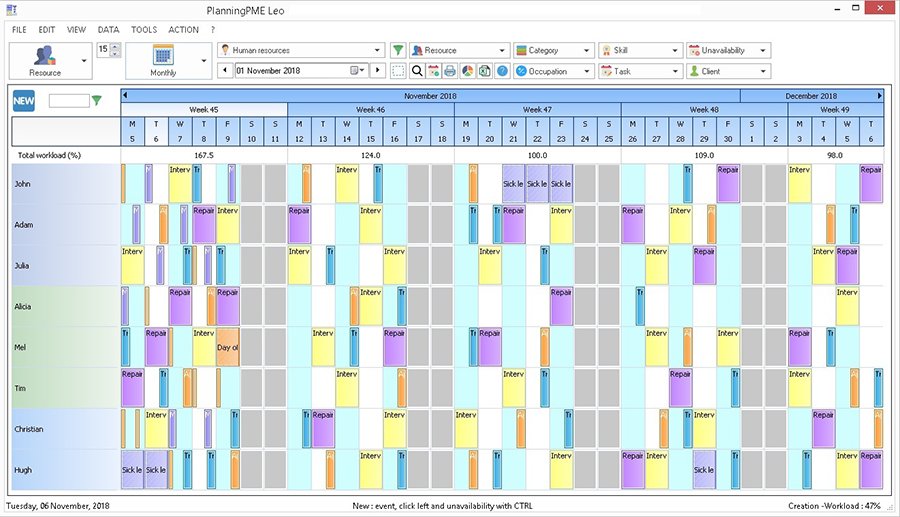 Manage shift schedule, weekly or monthly planning - PlanningPME