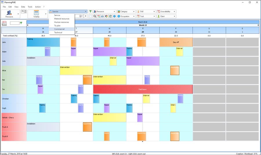 Planning and scheduling software: PlanningPME Planning and scheduling software: PlanningPME