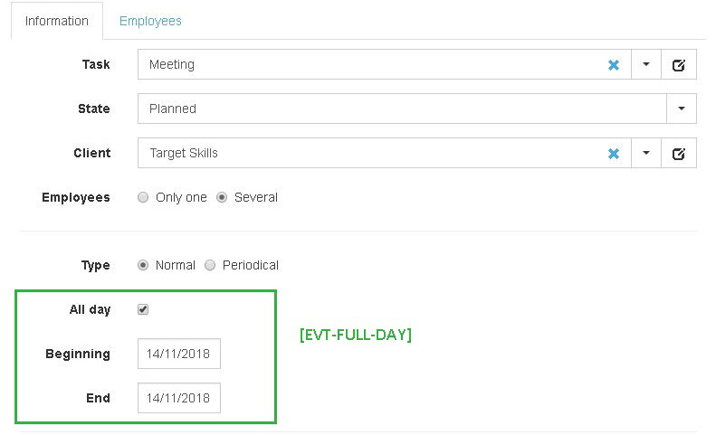 Calculating the event duration in hours and days