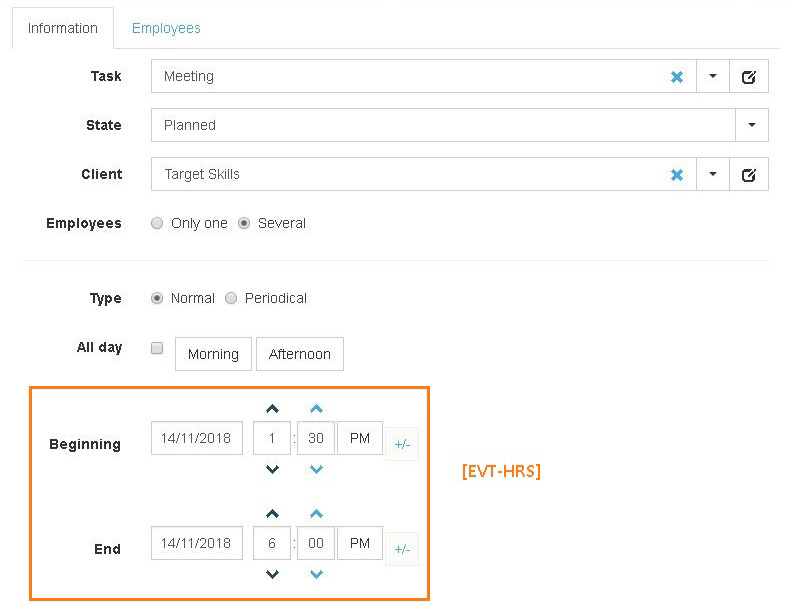 Calculating the event duration in hours and days